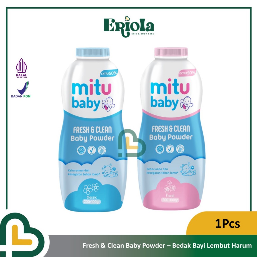 Jual Mitu Baby Fresh & Clean Powder Bedak Bayi Lembut Ekstra Isi 50% ...