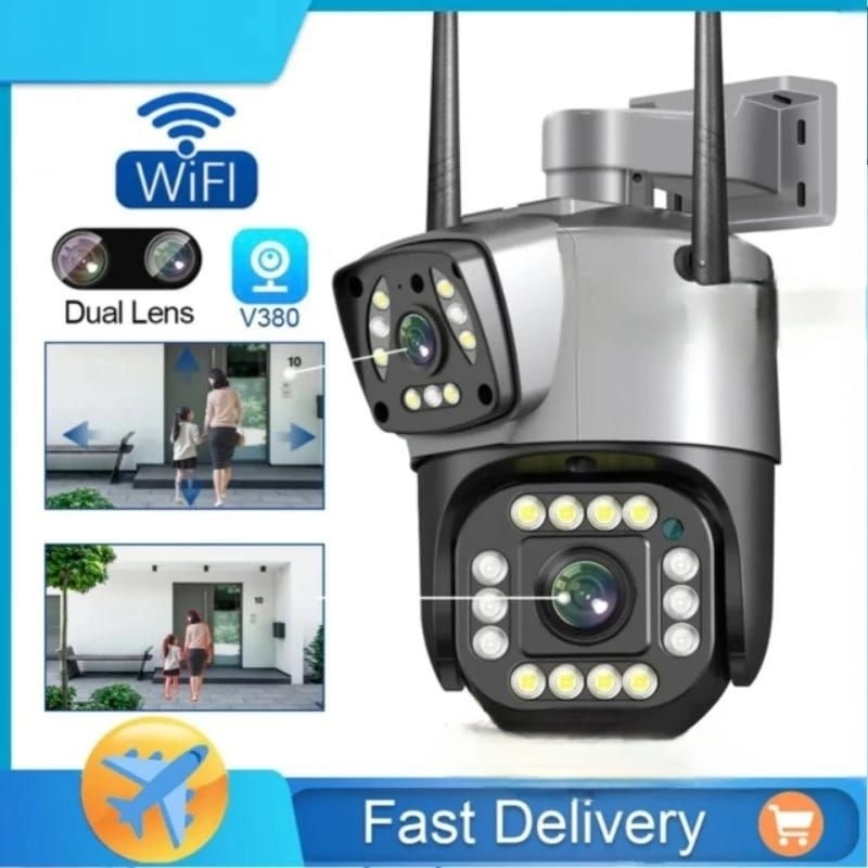 Jual IP Camera CCTV Dual Lens 4K 8MP Outdoor Kamera Wifi Waterproof Two ...