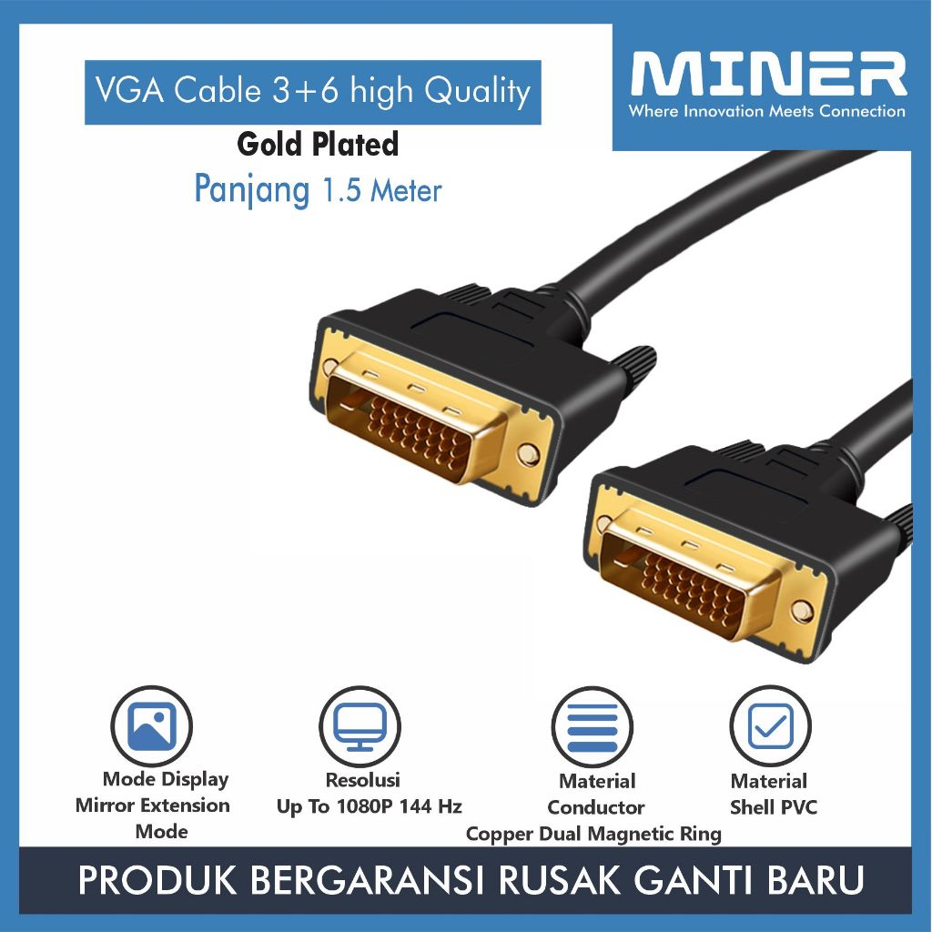 Jual MINER Kabel DVI 24+1 2K 144Hz Gold Plated Kualitas Premium ...