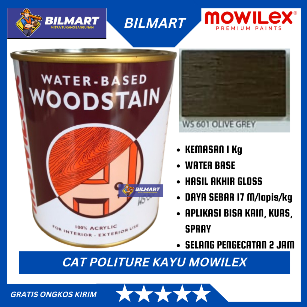 Jual CAT POLITUR KAYU MOWILEX WOODSTAIN PELAPIS KAYU PREMIUM 1 Liter | Shopee Indonesia