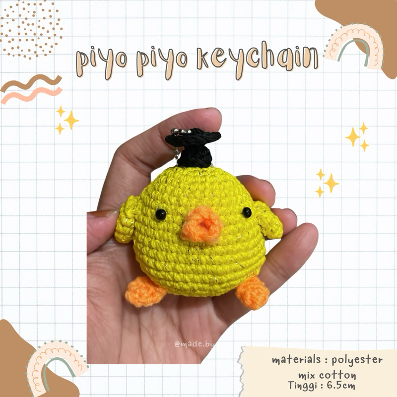 Jual piyo piyo keychain /ganci wisuda/ gantungan kunci anak ayam rajut / ganci chicken /souvenir ...