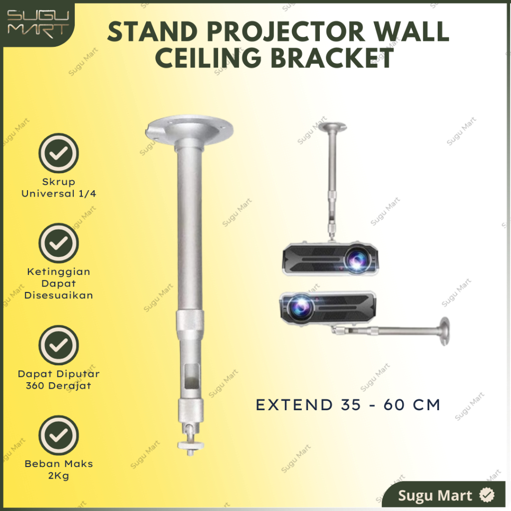 Jual Bracket Projector Gantung | Ceiling Projector Bracket Wall 60cm ...