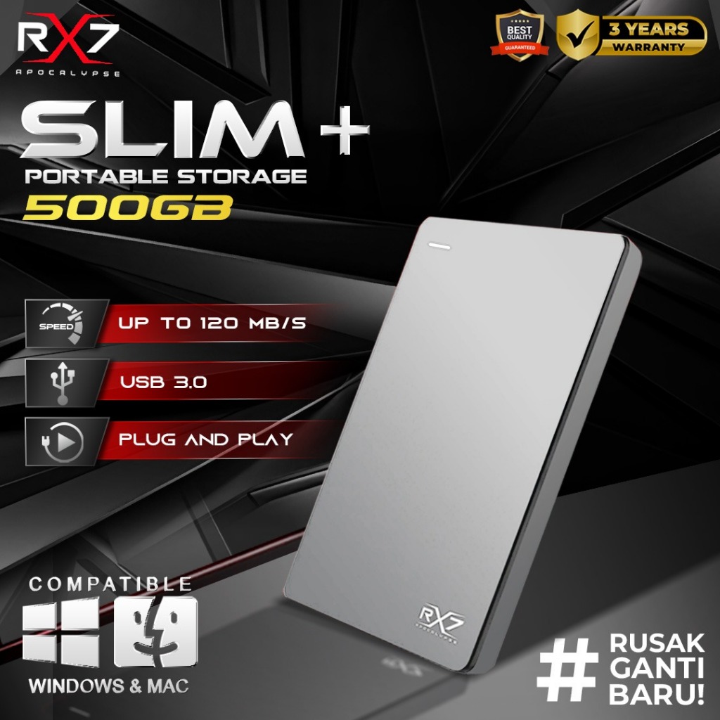 Jual HDD EXTERNAL BACKUP SLIM RX7 + 500GB SILVER | Shopee Indonesia
