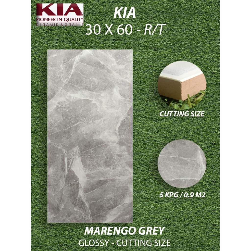 Jual Keramik Dinding 30X60 KIA Rectified Marengo Grey Kilat KW1 Pekanbaru Riau Abu Awan | Shopee ...