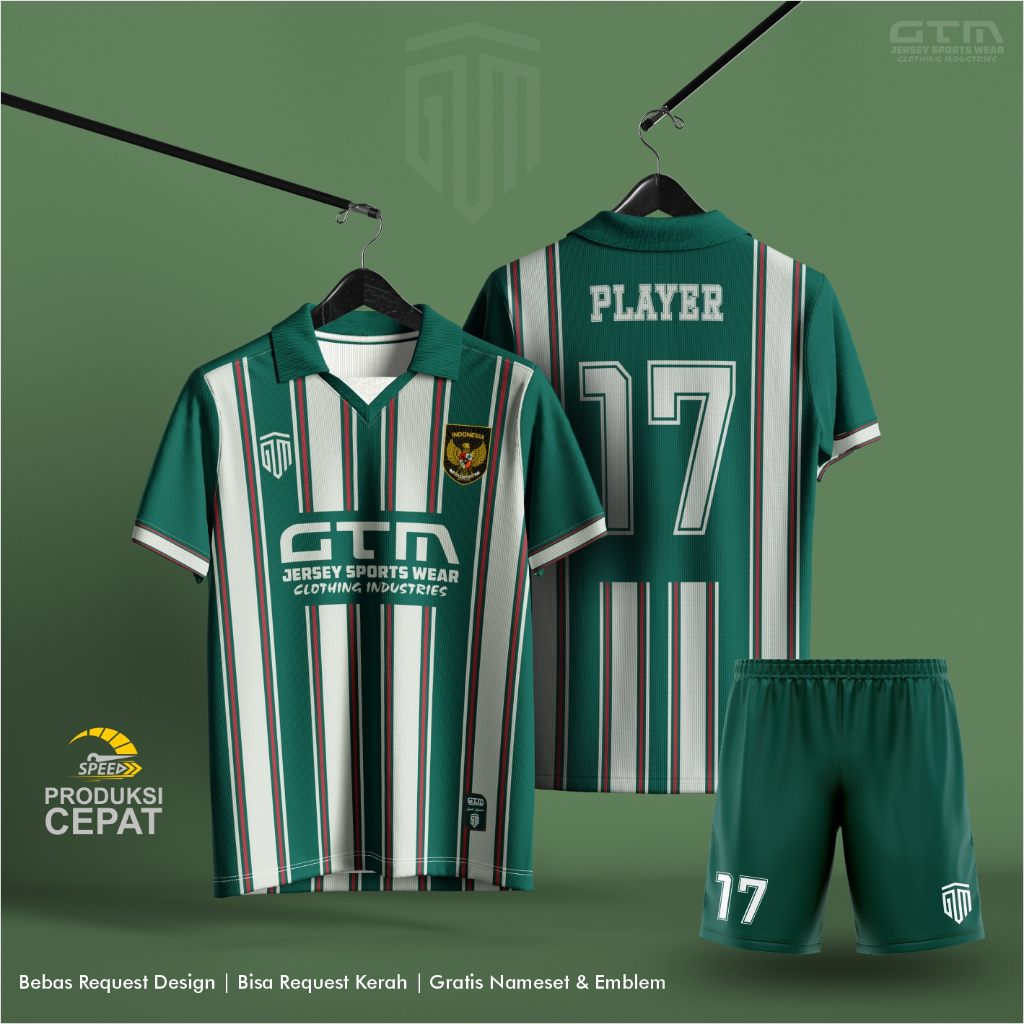 Jual JERSEY BOLA FUTSAL HIJAU KERAH RETRO ~ FREE CUSTOM DESIGN | Shopee ...