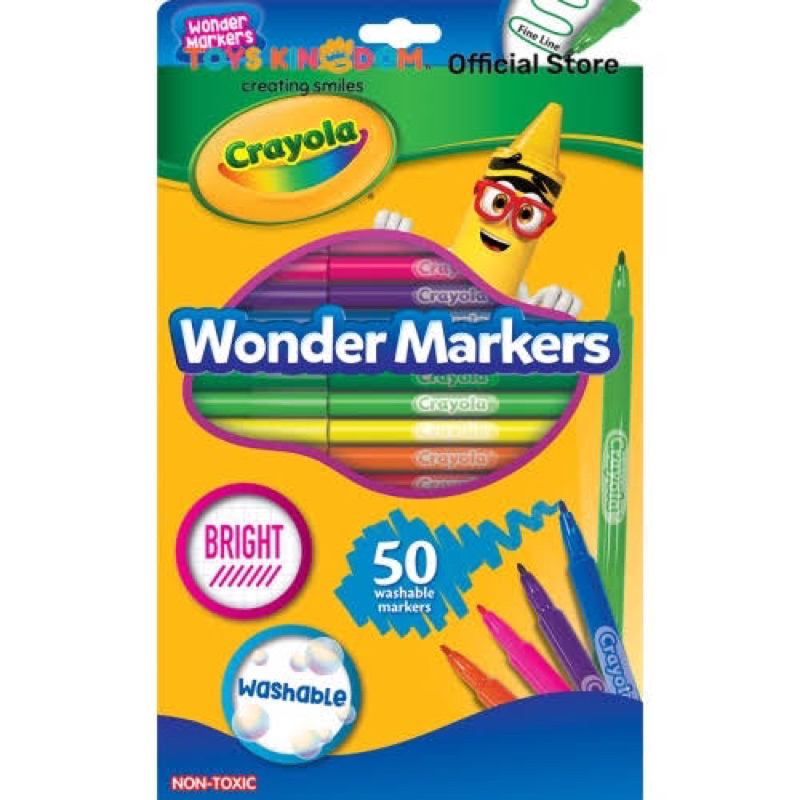 Jual Crayola Wonder Markers 50 pcs Colors Washable Markers Crayola ...