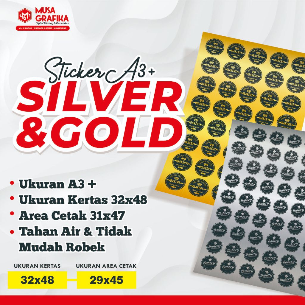 Jual STIKER GOLD & SILVER A3+ - LABEL GOLD & SILVER | Shopee Indonesia