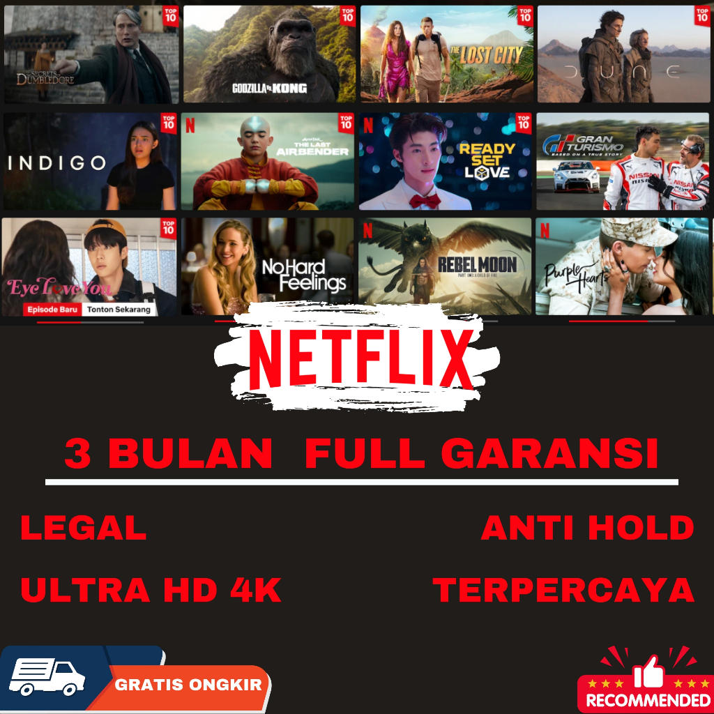 Jual NETFLIXX PREMIUN TANPA VPN 1 BULAN& 1 TAHUN 4K ANTI HOLD FULL GARANSI MURAH | Shopee Indonesia