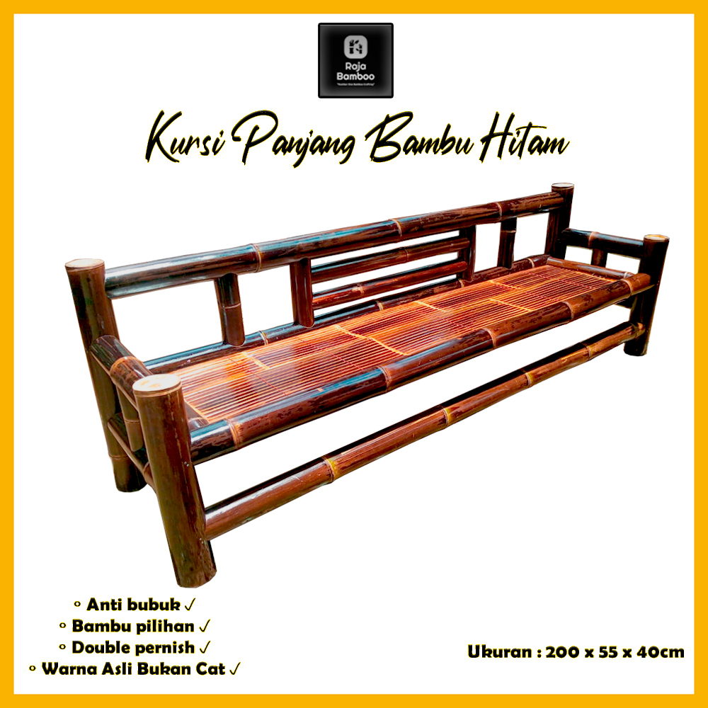 Jual KURSI PANJANG BAMBU HITAM | BALE BAMBU HITAM | UKURAN 200 x 55 CM ...