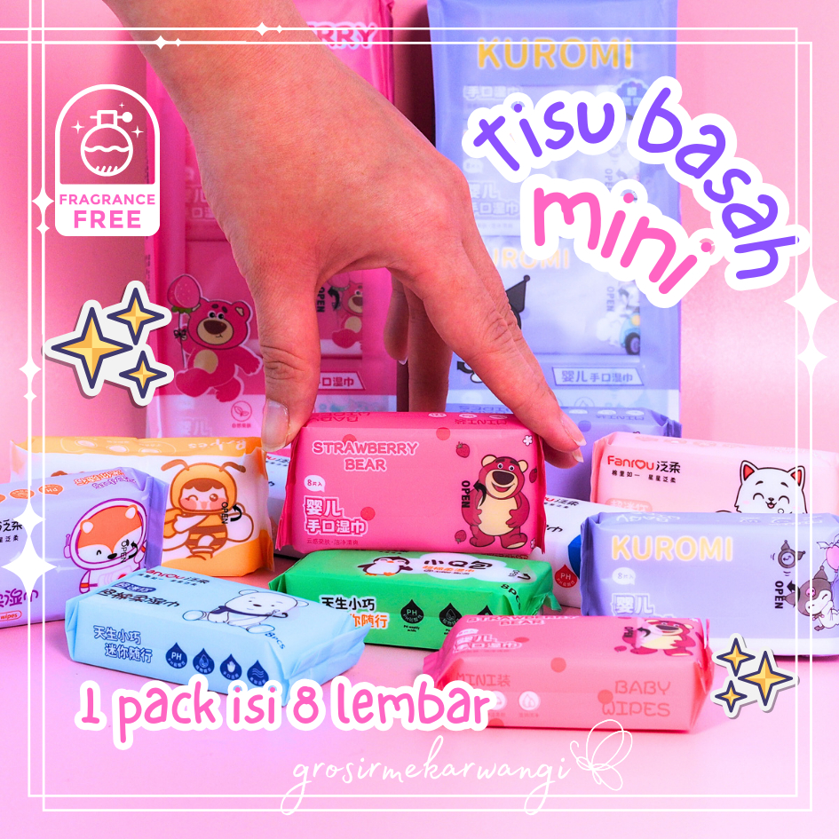 Jual Tissue Basah Mini Satuan Tisu Basah Kemasan Kecil Motif Lucu Wet ...