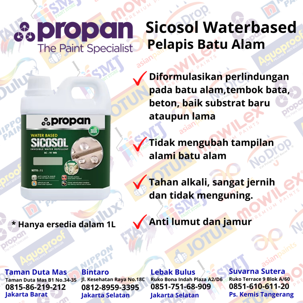 Jual PROPAN SICOSOL WATER REPELLENT WATERBASED KEMASAN 1 LITER | Shopee ...