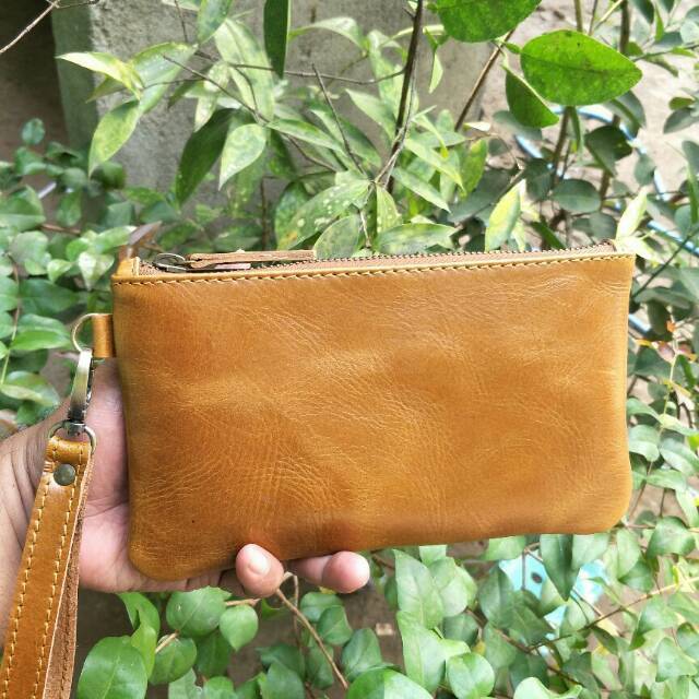 Jual Pouch kulit asli terbaru model simple | Shopee Indonesia