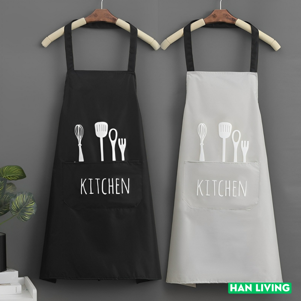 Jual HANLIVING Celemek Masak Apron Dapur Model Kantong Pola Spatula ...