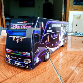 Jual mainan bus telolet miniatur bus po haryanto white rose full lampu ...