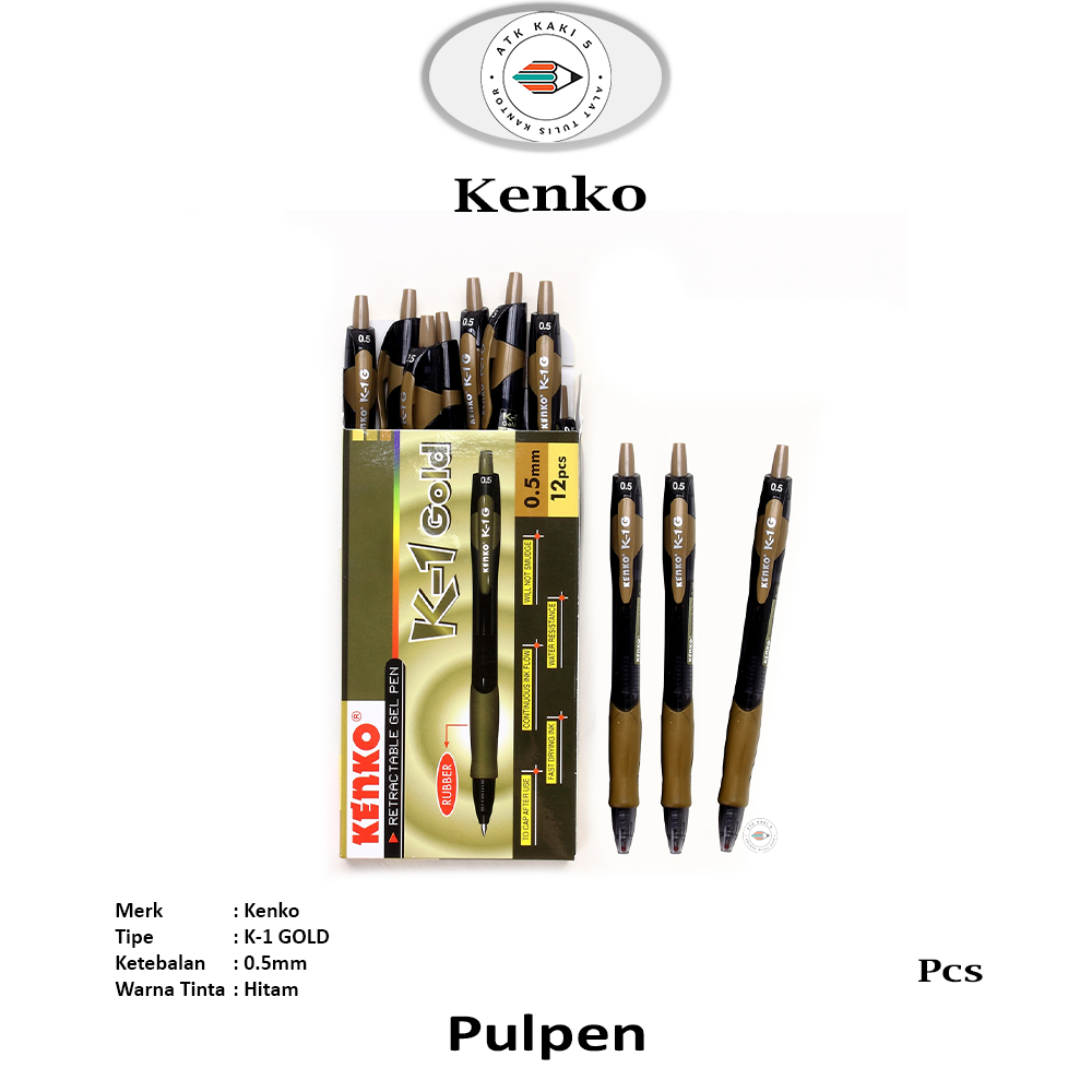 Jual Kenko - Gel Pen K-1 Gold Series 0,5mm -Hitam - Pcs | Shopee Indonesia