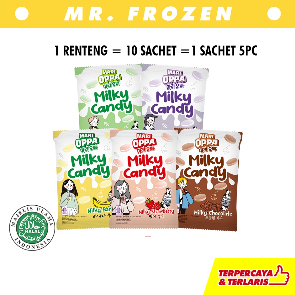 Jual Milky Candy Mari Oppa 1 Renceng Isi 10 Sachet (1 Sachet isi 5pcs ...
