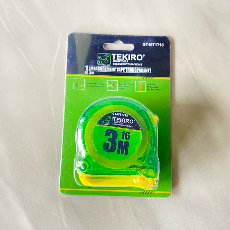 Jual TEKIRO Meteran 3 Meter / Meteran Transparan 3M Alat Ukur Panjang ...