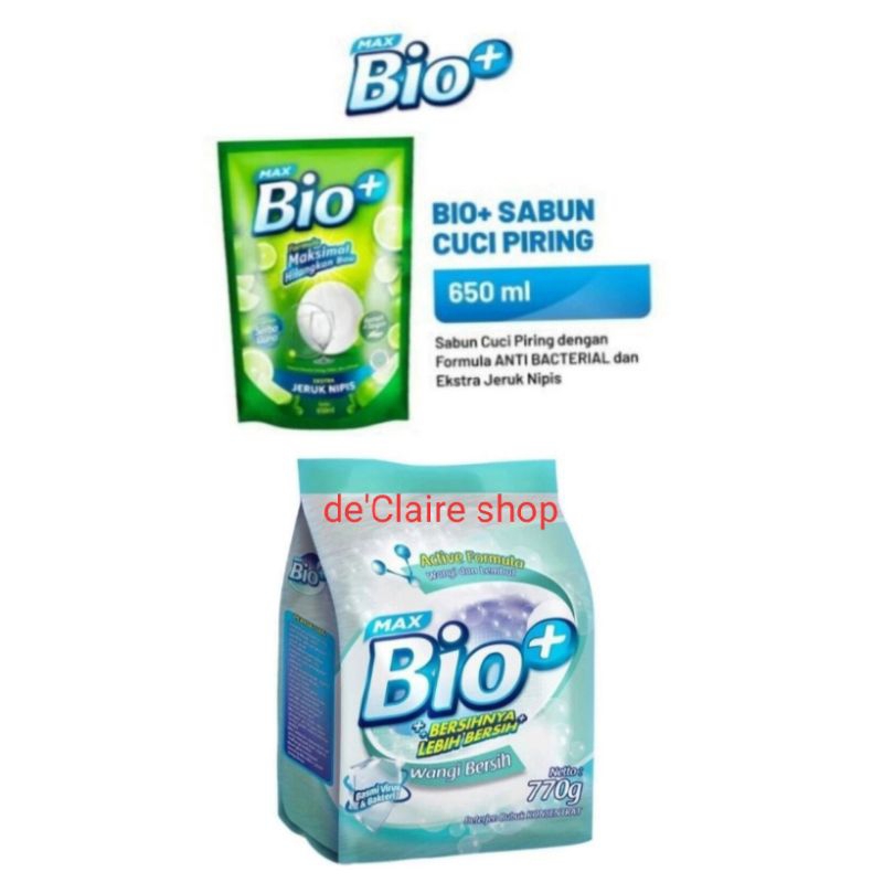 Jual Max Bio+ Sabun Cuci Piring 650ml dan detergen bubuk 770gr | Shopee ...