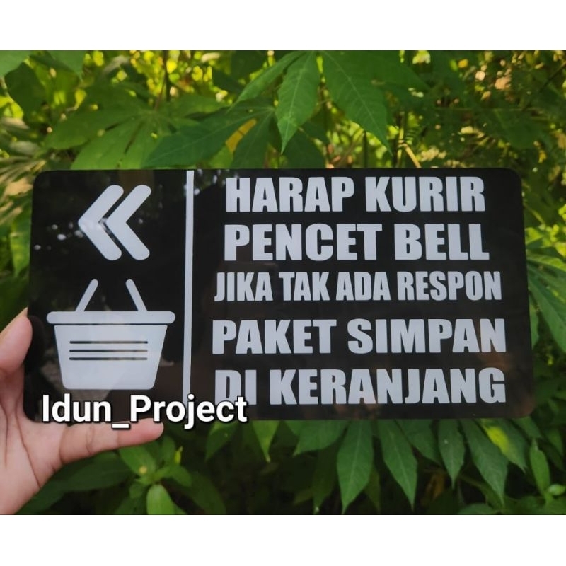 Jual Sign board bell/Sign Board Harap Kurir Pencet Bell Jikat Tak Ada ...