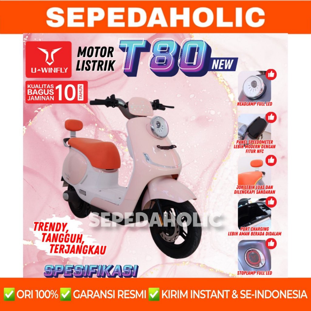 Jual Sepeda Motor Listrik UWINFLY T80 T 80 Terbaru 1200 Watt | Shopee ...