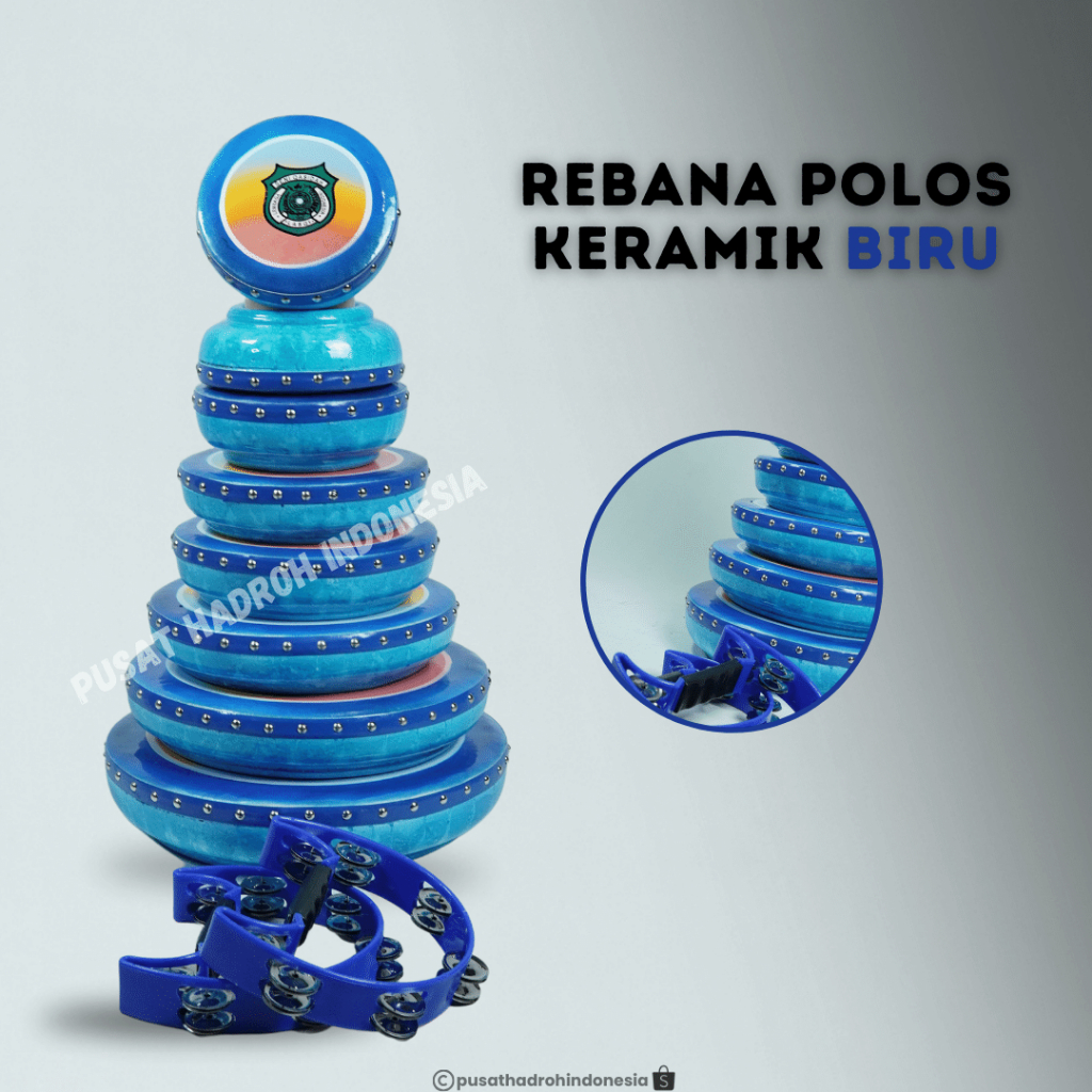 Jual Rebana Qasidah Motif Keramik Biru 1 Set Isi 10 Rebana Hadroh ...