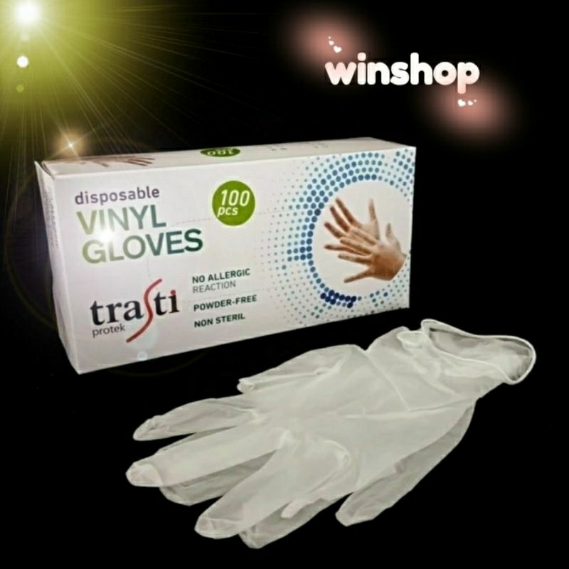 Jual SARUNG TANGAN VINYL TRASTI POWDER FREE 100s | Shopee Indonesia