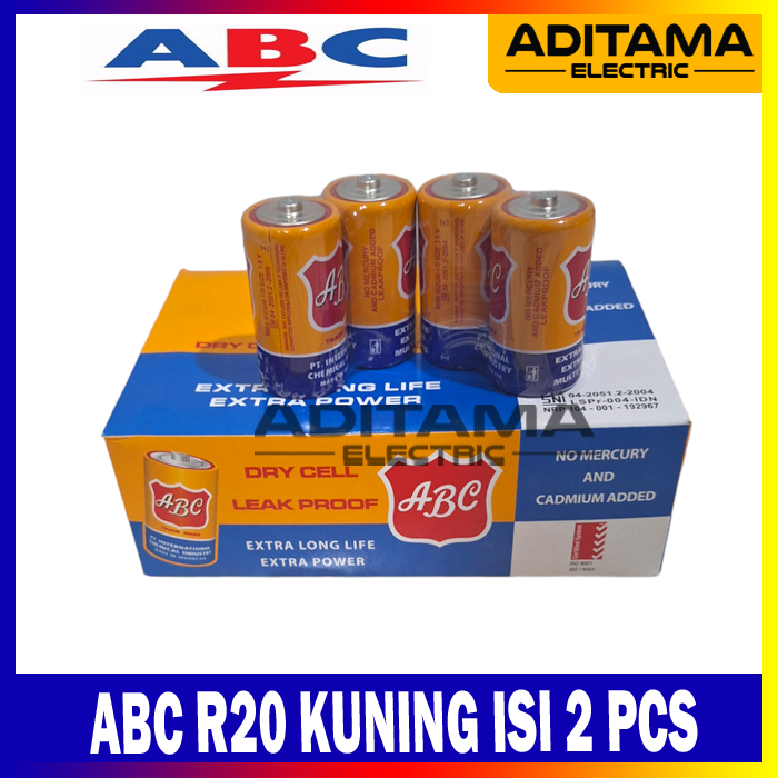 Jual BATERAI ABC BIRU BESAR R20 SIZE D ISI 2 PCS | Shopee Indonesia
