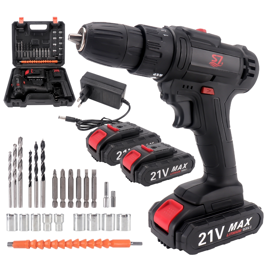 Jual 21V mesin bor baterai set bor cas 10mm bor tangan listrik bor kayu ...