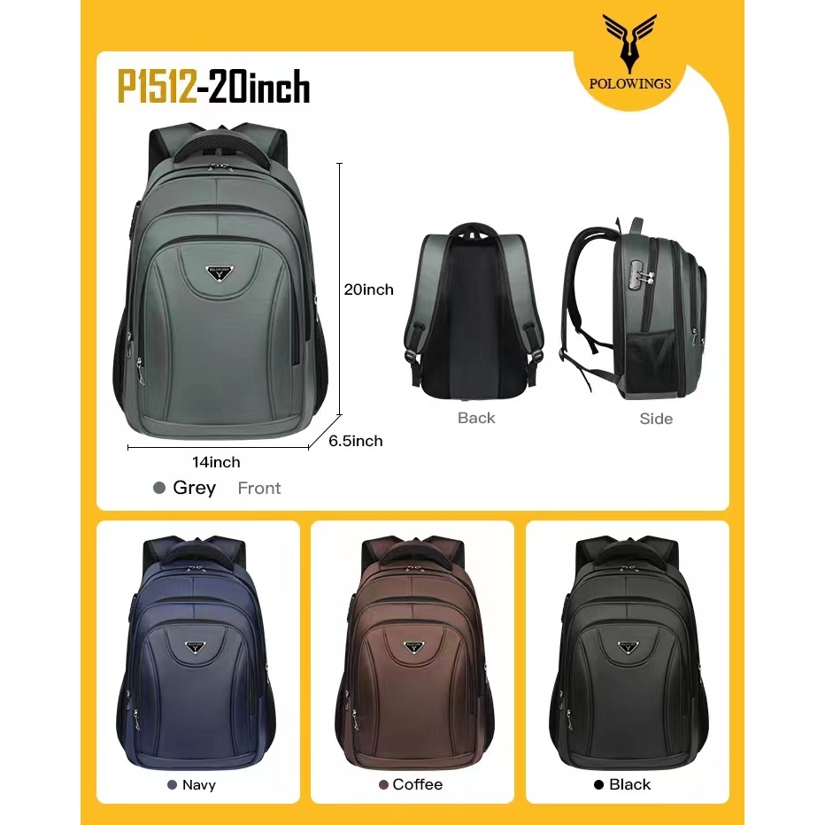 Jual Ransel Jumbo Polo Wings 20 Inch - Backpack Kerja Pria Casual ...