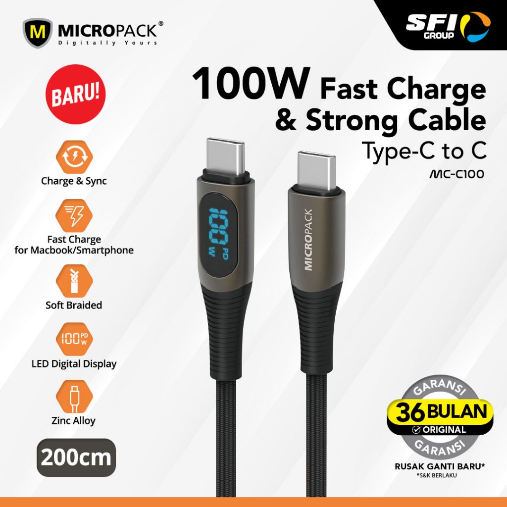 Jual MICROPACK - CABLE C TO C -100 WATT 2 M - BLACK ( MC-C100 ...