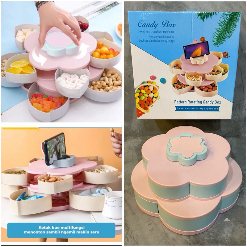 Jual Toples Putar Bunga Mekar / Flowers Candy Box / Toples Putar Kue ...