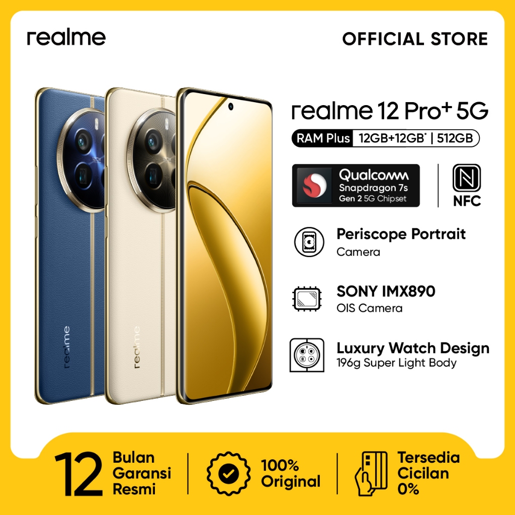 Jual realme 12 Pro Plus 12GB+12GB*|512GB (Periscope Potrait Camera ...