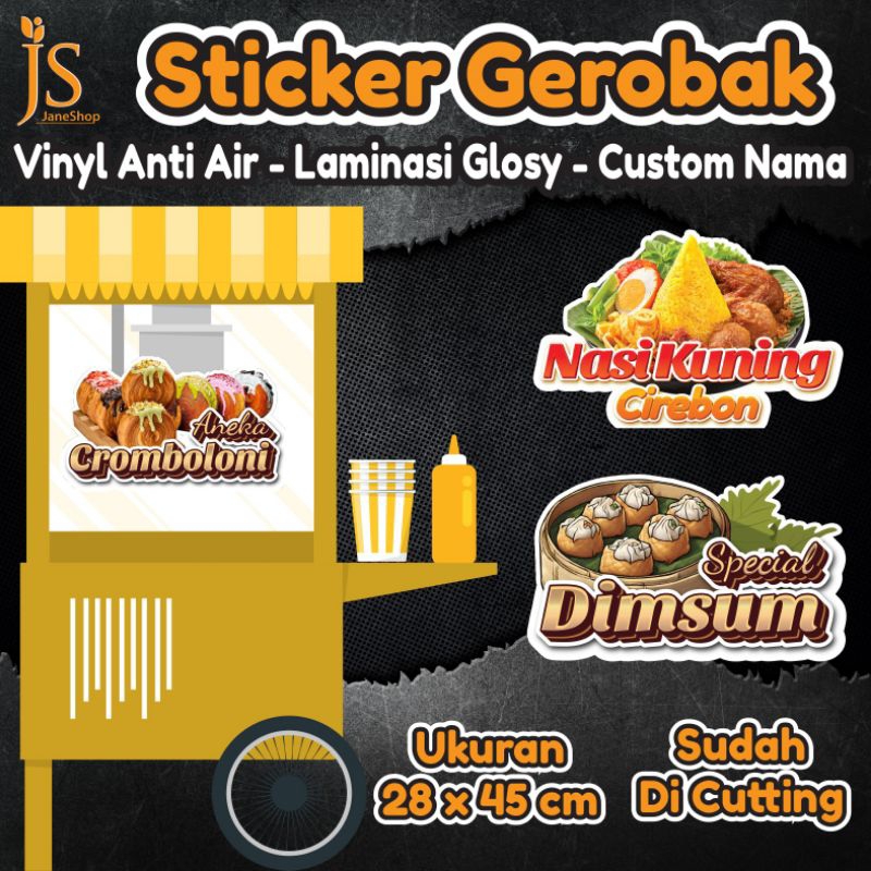 Jual Sticker Kaca Gerobak / Etalase | Crombolini | Bakso Aci | Ukuran ...