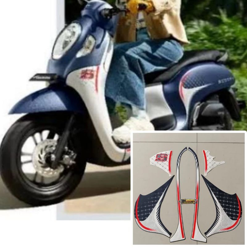 Jual Striping honda scoopy 2023 2024 sporty putih biru Dongker list ...