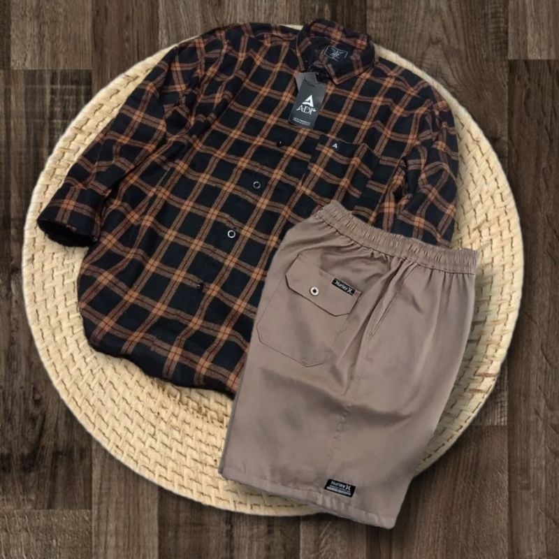 Jual Terlaris Paket Hemat Setelan Cowok ONE SET Pria Kemeja Flanel ...