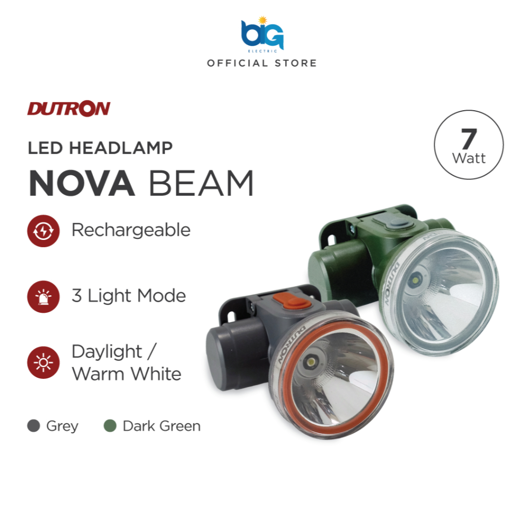 Jual DUTRON Senter Kepala LED Rechargeable Water Resistant 7W 25W ...