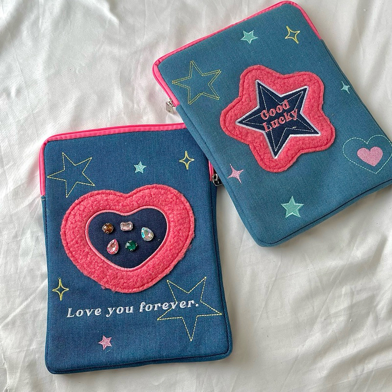 Jual Sleeve Tas Ipad Jean Love Bintang Y2K Cute TAS TABLET Ipad Case ...