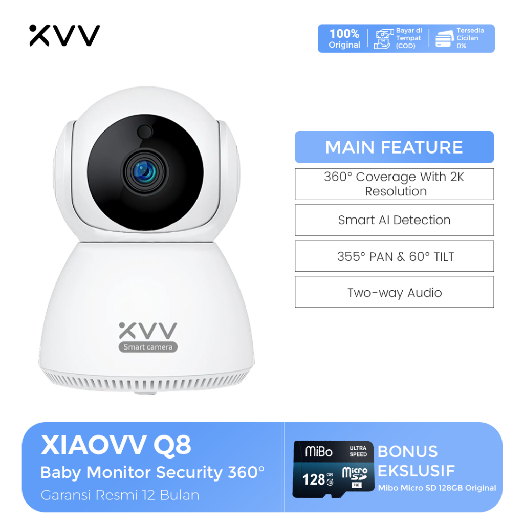 Jual XVV - Q8 - Xiaovv Kamera CCTV WiFi PTZ Smart Camera 2K with Mibo ...
