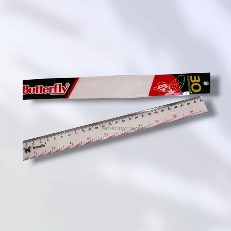 Jual Penggaris glass ruler BT 30 cm / mistar/ rol plastik butterfly 30 ...