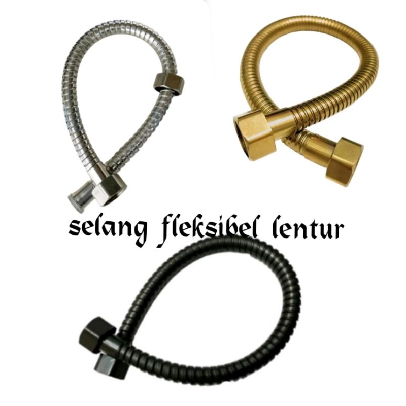 Jual Selang Fleksibel stainless 40cm chrome Hitam/ Selang sambungan ...
