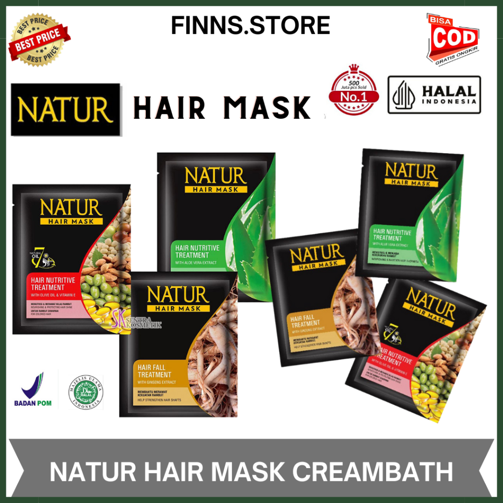 Jual 𝗙𝗜𝗡𝗡𝗦 𝗦𝗧𝗢𝗥𝗘 - HAIR MASK | Creambath Rambut Rontok | NATUR Hair ...