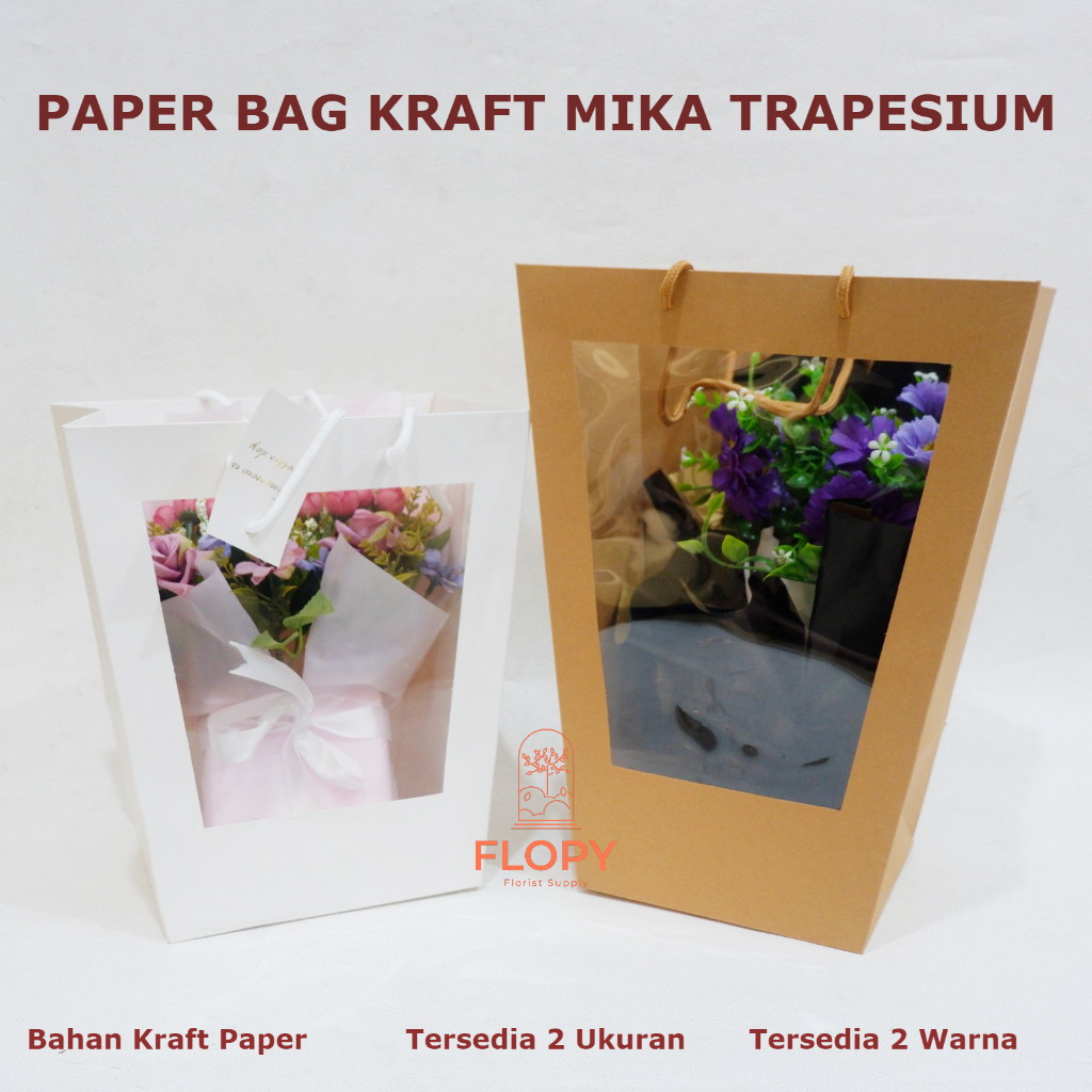 Jual Paper Bag Kraft Mika Trapesium / Paper Bag Bunga | Shopee Indonesia