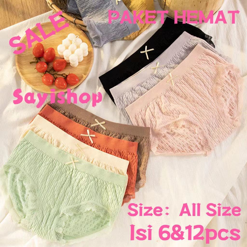 Jual [PAKET HEMAT] Sayishop Isi 6&12pcs Celana dalam Wanita 1 Lusin ...