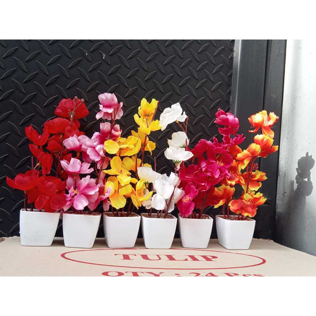 Jual ARIANI1318 SET BUNGA SAKURA MEHWA DENGAN POT MINI DEKORASI RUMAH ...