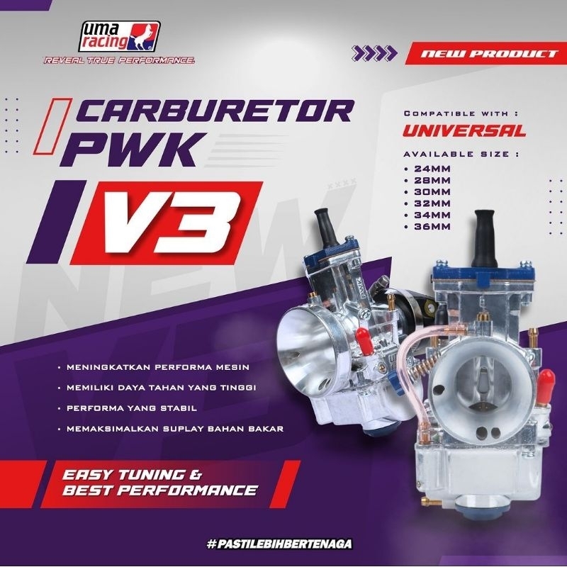 Jual KARBURATOR KARBU PWK 24 28 30 32 34 36 UMA RACING V3 MALAYSIA UNIVERSAL MOTOR 4 TAK 2 TAK ...