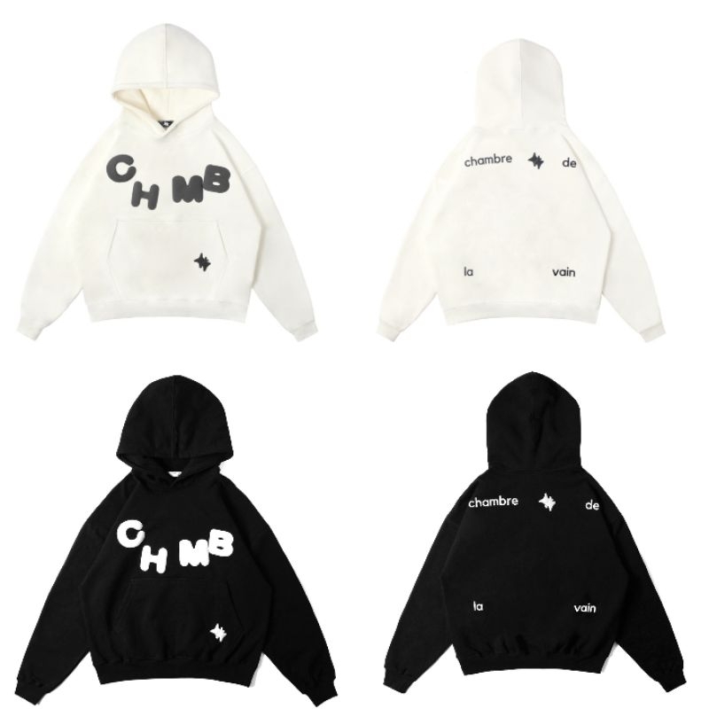 Jual CHMB HOODIE BOXY BASIC BLACK WHITE | Shopee Indonesia