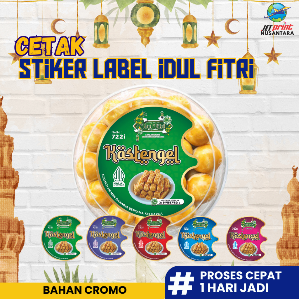 Jual Stiker Toples Nama Kue Kering Edisi Lebaran Idul Fitri Custom ...