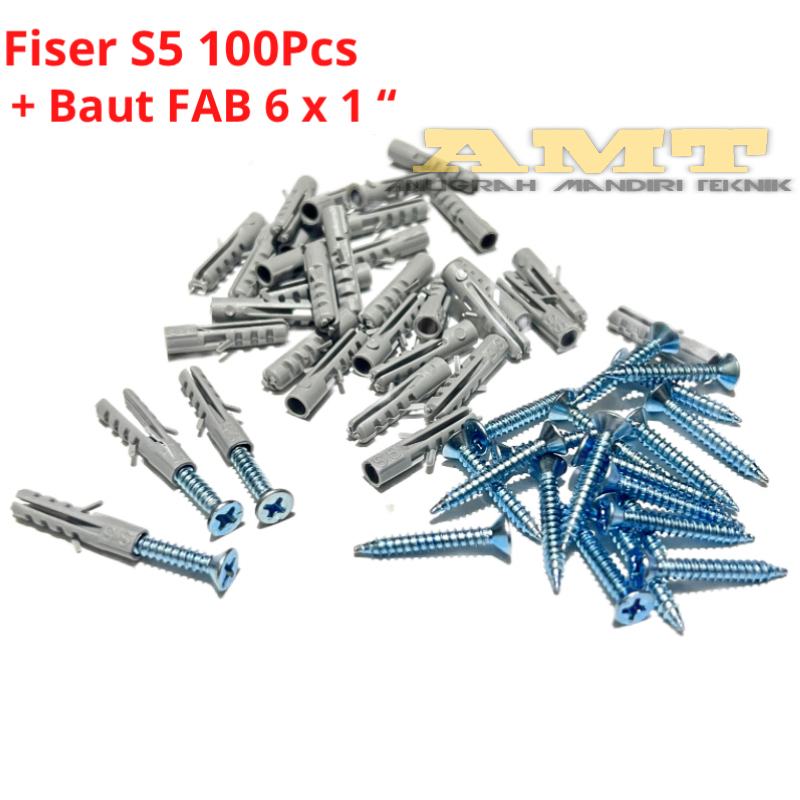 Jual S5 Paku Dinding Baut Dinding isi 100 Pcs + Sekrup Baut Ukuran 6x1" 1 Set isi 100 pcs ...