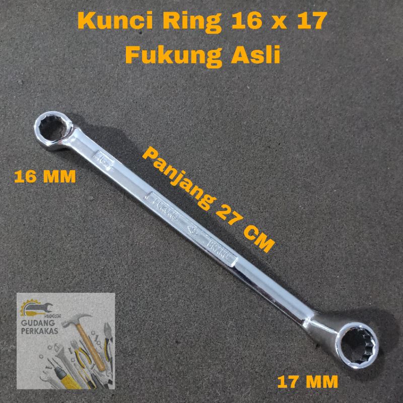 Jual Kunci Ring 16x17 FUKUNG ASLI - Double Offset Ring Spanner Wrench 16MM x 17MM 16 x 17 Tools ...