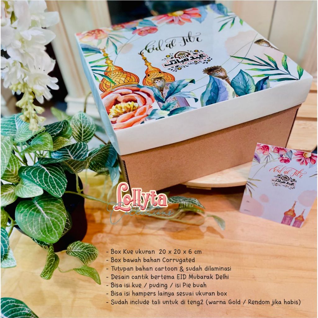 Jual Box Kue uk. 20 x 20 x 6 cm Idul Fitri / EID Mubarak Tema Delhi ...